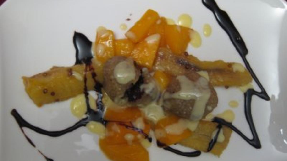 Das perfekte Dinner Rezepte - Sagobällchen mit Schoko-Füllung auf Mango ...