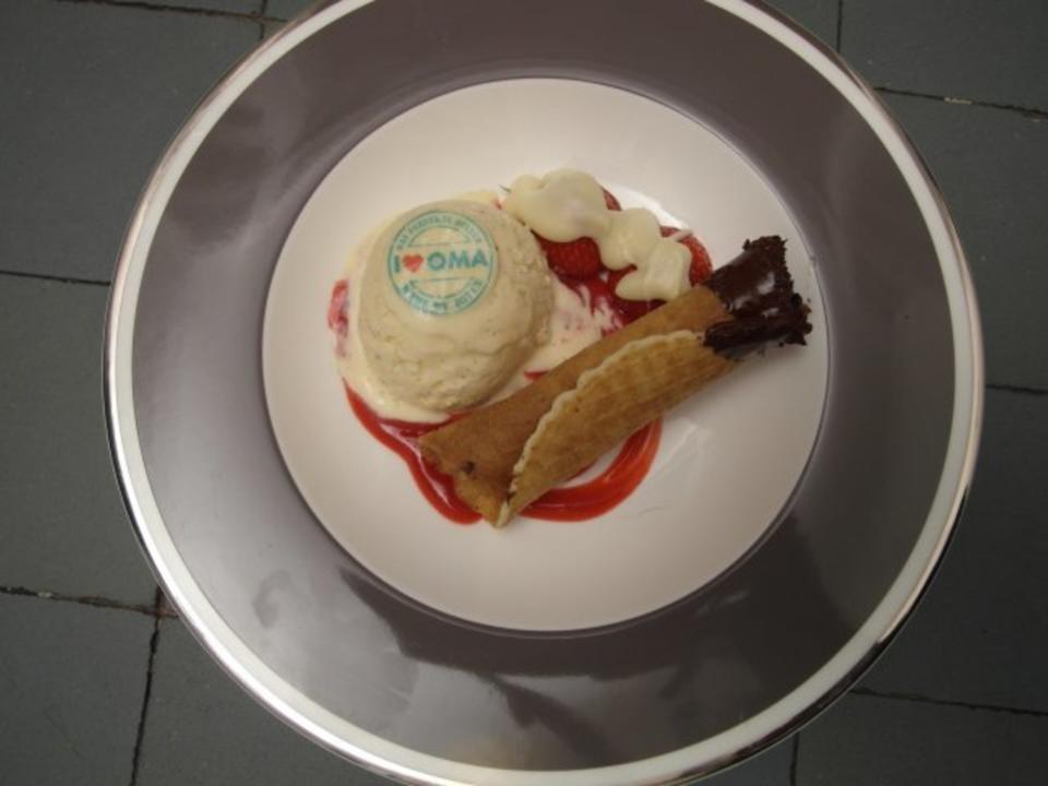 Das perfekte Dinner Rezepte - Orangen-Vanille-Eis auf Himbeerspirale an ...