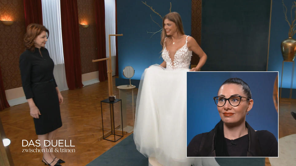 Sarah Stöbe ist vom zweiten Kleid unbeeindruckt